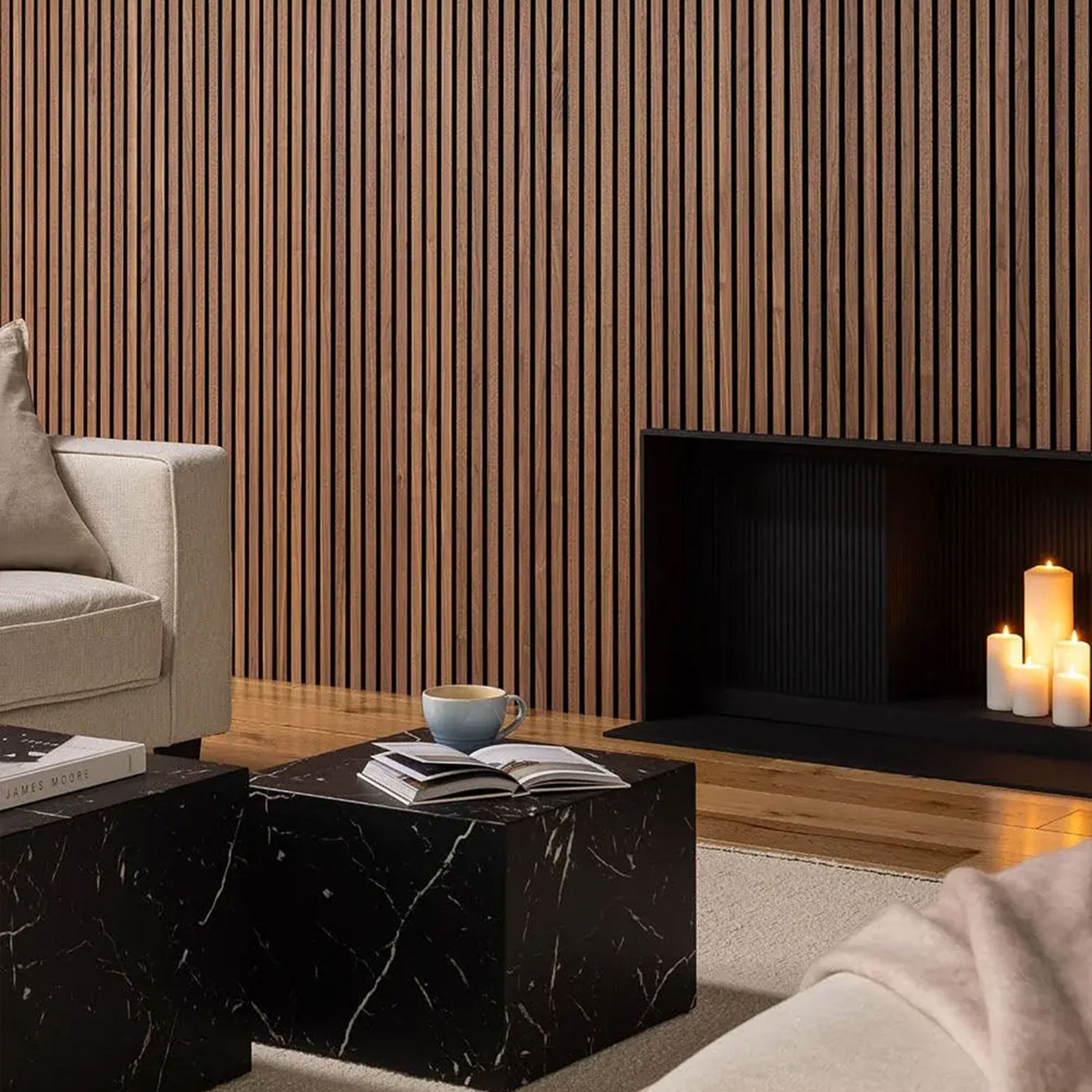 Wood Wall Panel | MDF | American Oak Slat | The Panel Hub® – H 94.5" x ...