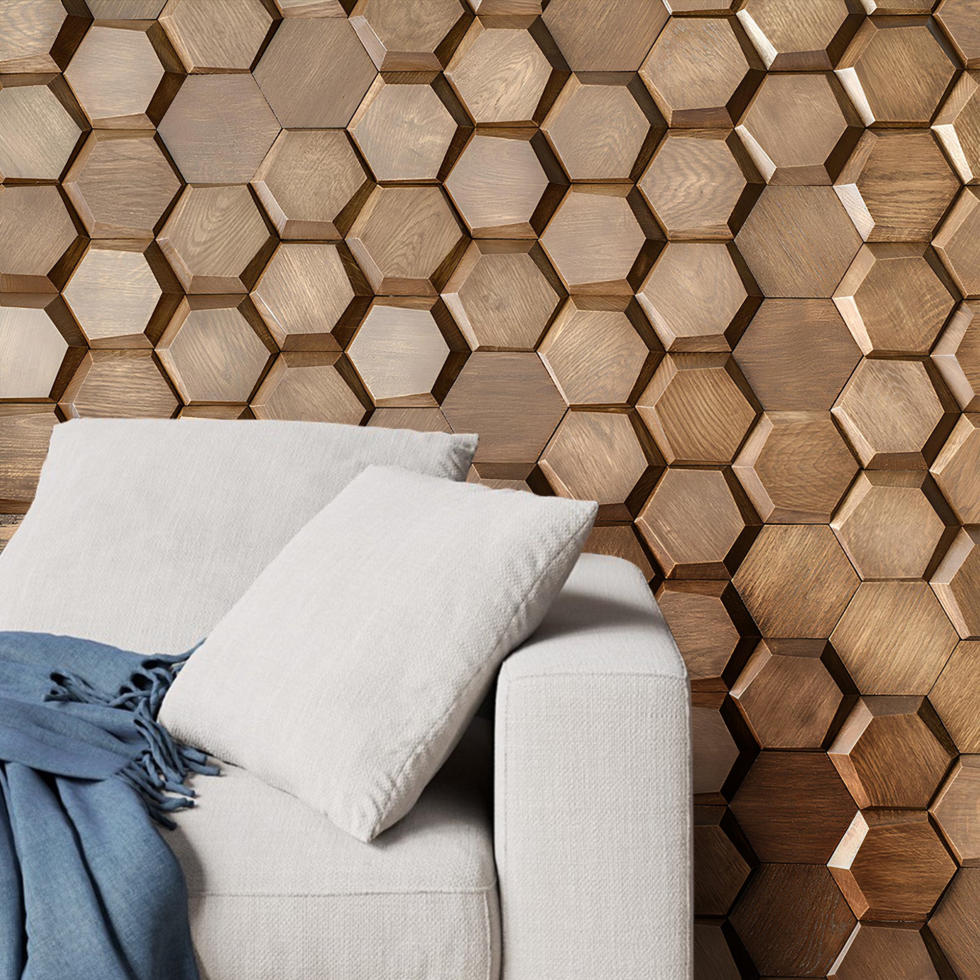 Wood Wall Panel | Solid Wood | Walnut Honey Mosaic | The Panel Hub®